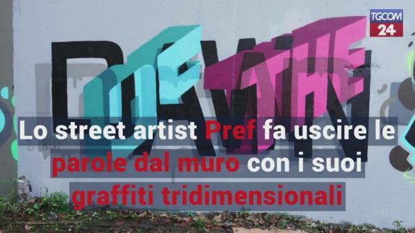 Graffiti 3D per lo street artist Pref, e le parole escono dal muro ...